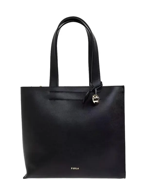 Furla Divide Top Handle Leather Medium Tote Bag - Black