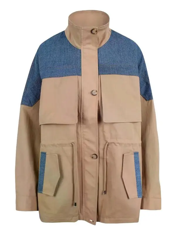 JOVONNA Paneled Denim Jacket - Neutrals