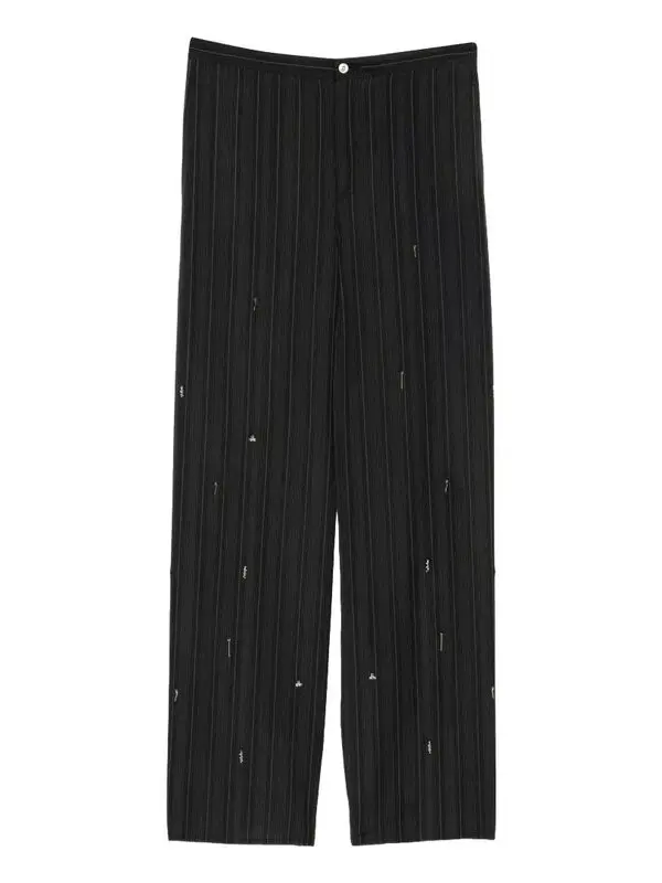 JNBY Beaded Stripe Detail Wide Leg Trousers - Grey