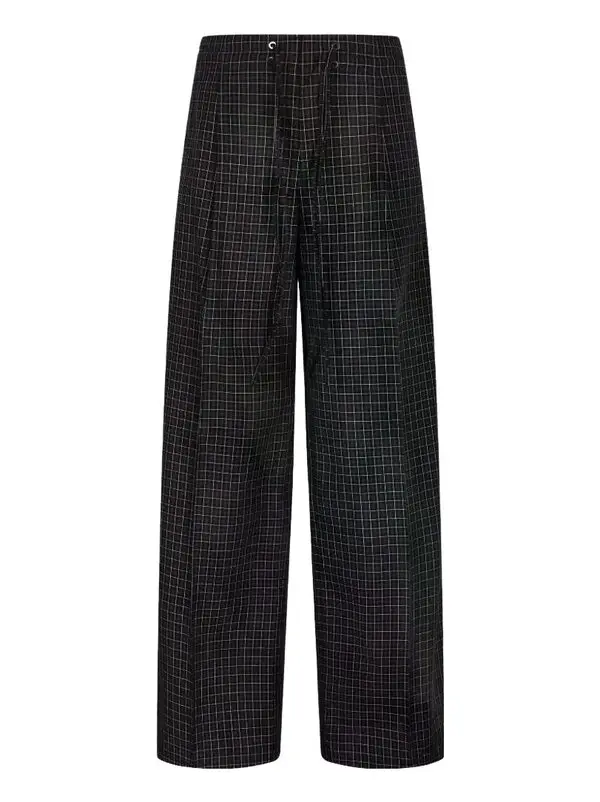 LESS Checked Drawstring Trousers - Blue