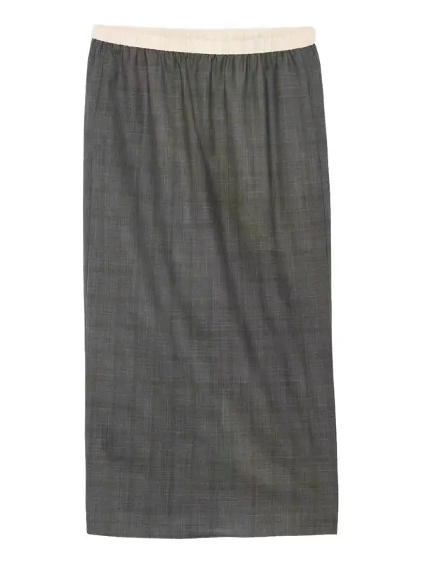LESS H-line Checked Midi Skirt - Grey