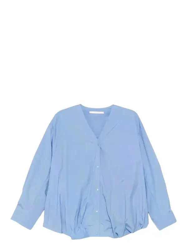 JNBY V-neck Blouse With Button Cuffs And Elasticated Hem - Blue