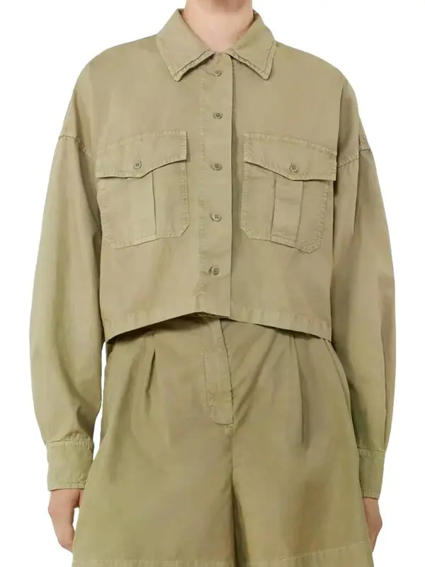 Max Mara Cotton Shirt With Chest Pockets - Green