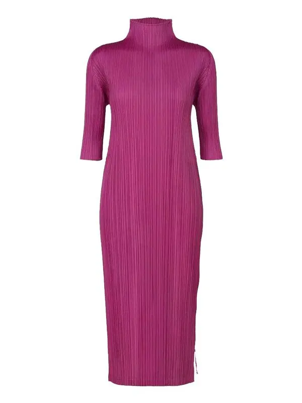 Issey Miyake Pleated High-neck Dress - Pink