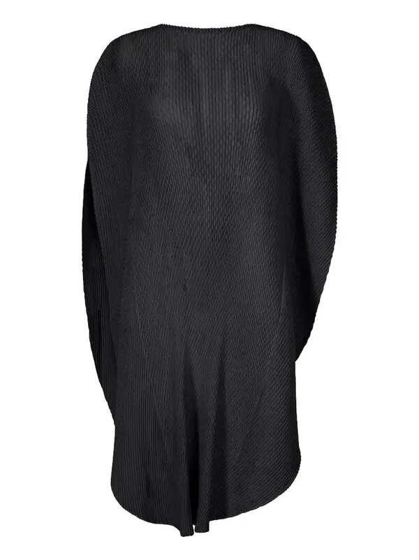 Issey Miyake Orbicular Pleats Open-sleeve Midi Dress - Black