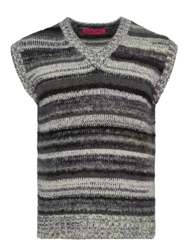 THE ELDER STATESMAN Stripe-pattern Vest - Grey