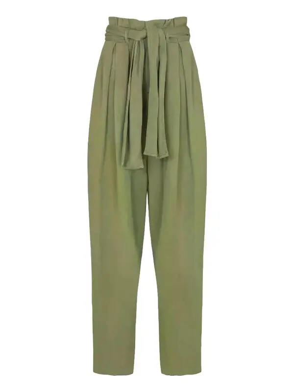 Balmain High-waisted Self-tie Trousers - Green