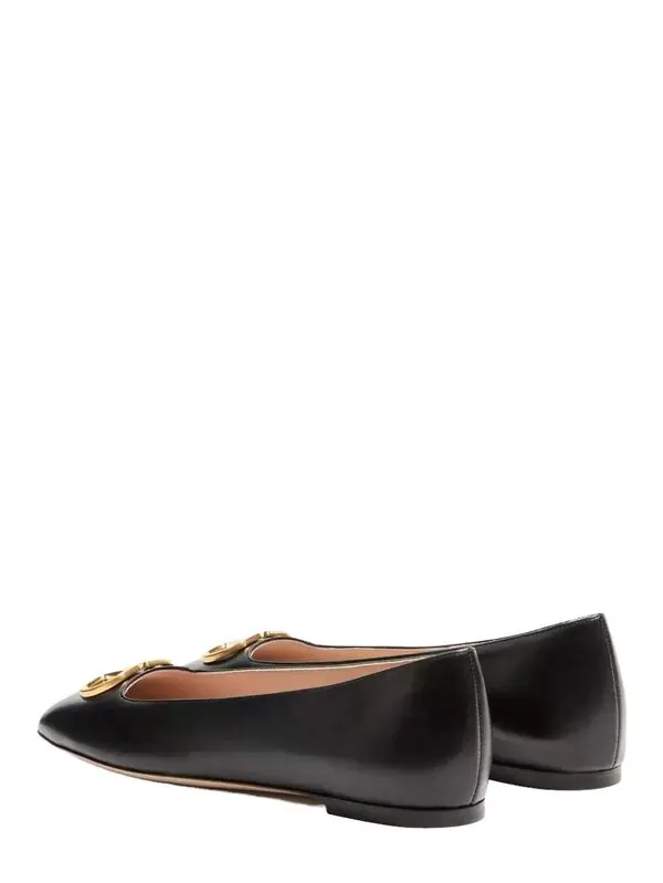 Valentino Garavani Vlogo Signature Ballerina Flats In Nappa Leather - Black