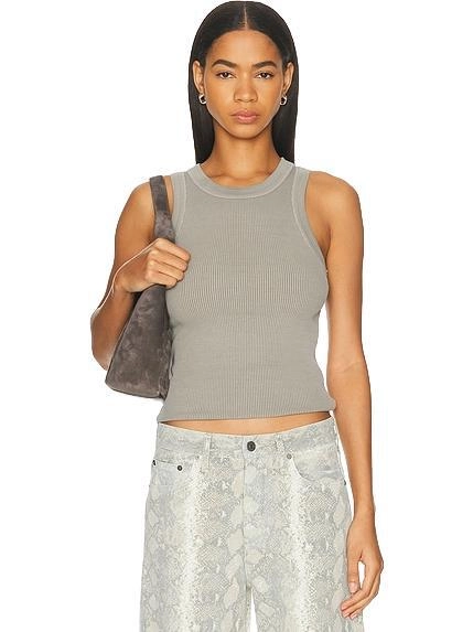 AGOLDE Leigh Ribbed Racerback Tank Top - Drab