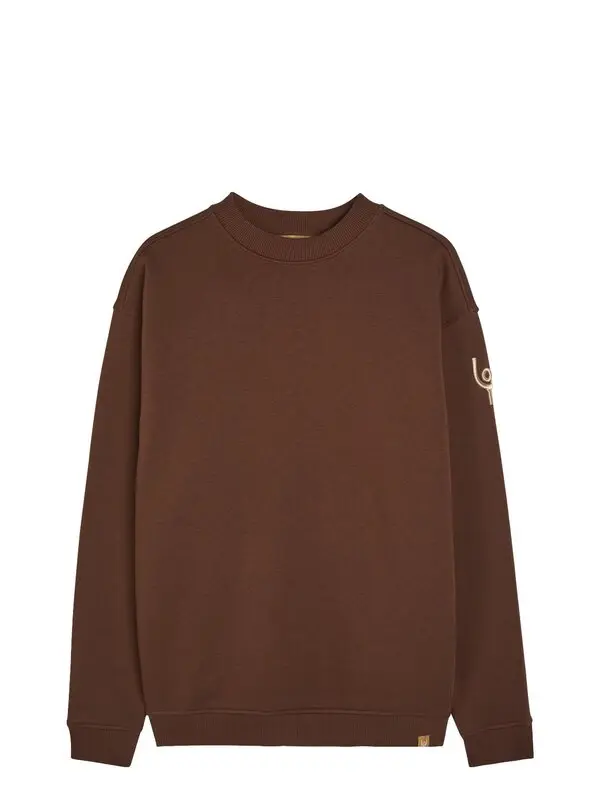 NOW YOU LIVE Embroidered Cotton Sweatshirt - Brown