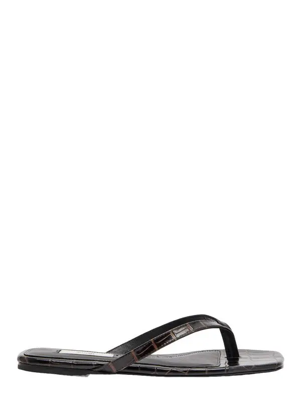 TOTEME Croco Glossed Leather Sandals - Brown