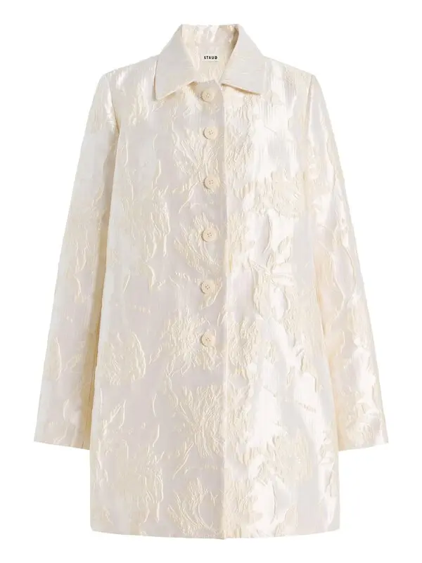 Staud Halton Metallic Floral Jacquard Evening Jacket - Ivory