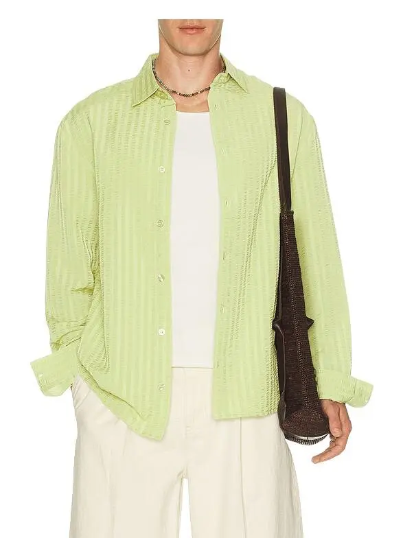 KROST Jordan Striped Wrinkle Shirt In . Also - Green