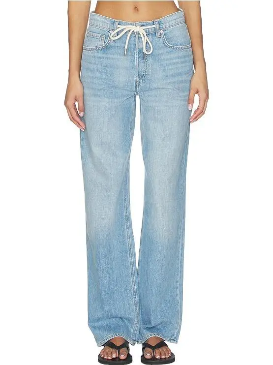 GRLFRND Bella Low Rise Boyfriend Drawstring In . Also - Blue