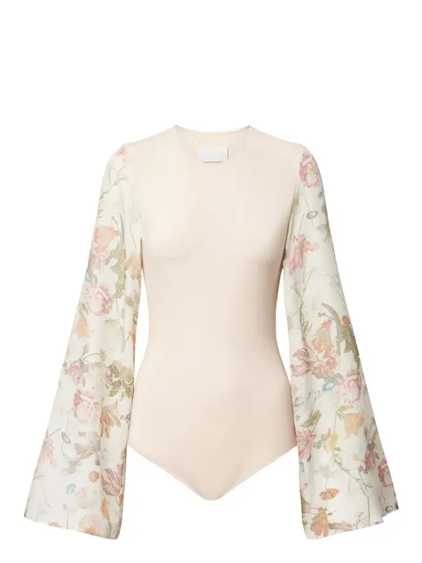 MAISON MARGIELA Floral Print Sleeve Bodysuit - Multicoloured