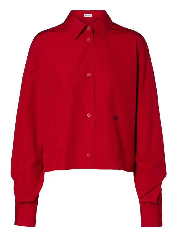 Loewe Cropped Cotton Shirt - Red