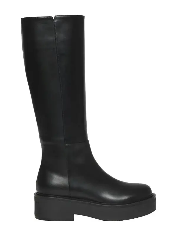 GIANVITO ROSSI Knee High Leather Boots With Platform Sole - Black