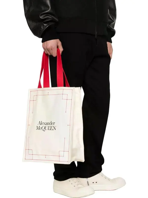 Alexander McQueen 2020s Logo-print Tote Bag - Neutrals
