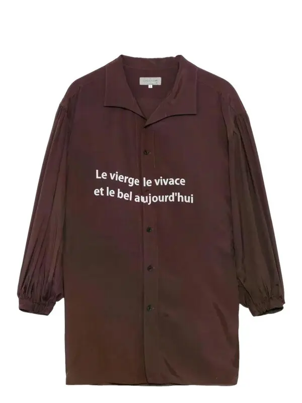Yohji Yamamoto Slogan-print Shirt - Brown