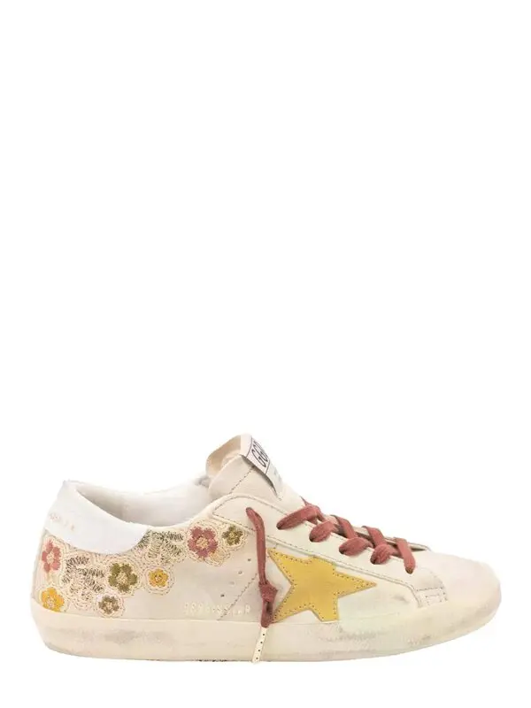 GOLDEN GOOSE Beige Bos Taurus Floral Detail Sneakers - Neutrals
