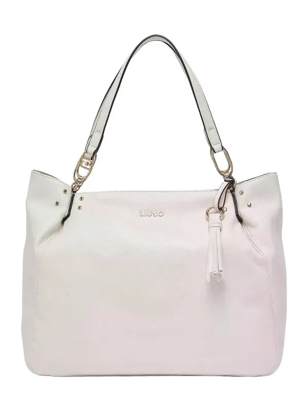 Liu Jo Medium Drummed Logo Charm Tote Bag - Neutrals