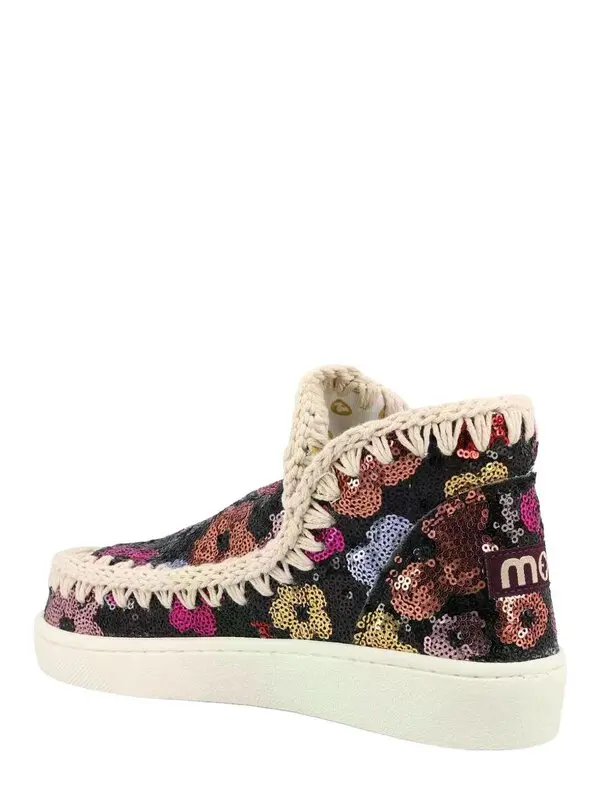 Mou Floral Sequin Embellished Boots - Black