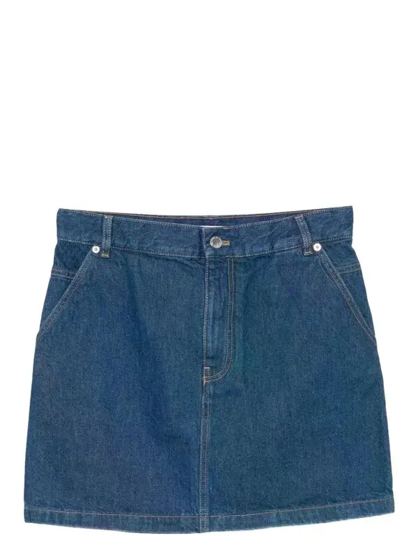 Maison Kitsuné Washed Indigo Denim Mini Skirt - Blue