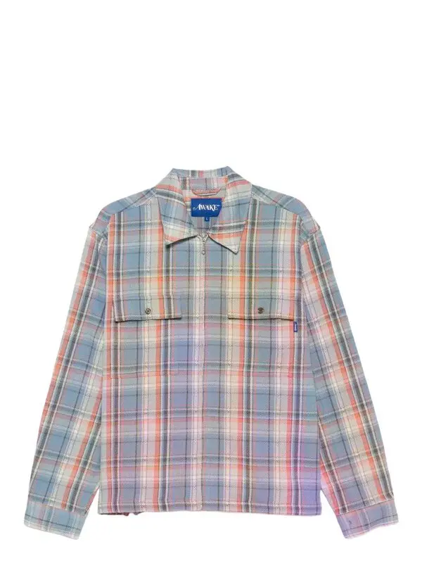 AWAKE NY Rivington Checked Zip Shirt - Blue