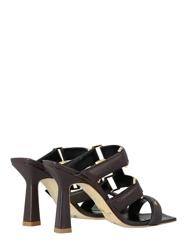 Elisabetta Franchi Leather Buckle-embellished Heeled Sandals - Brown
