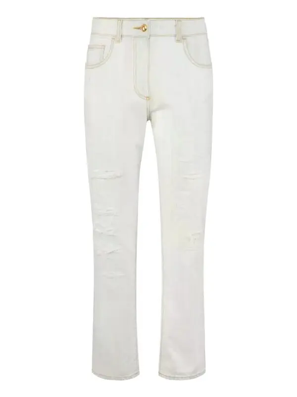 Elisabetta Franchi Bleached Denim Five-pocket Trousers - Neutrals