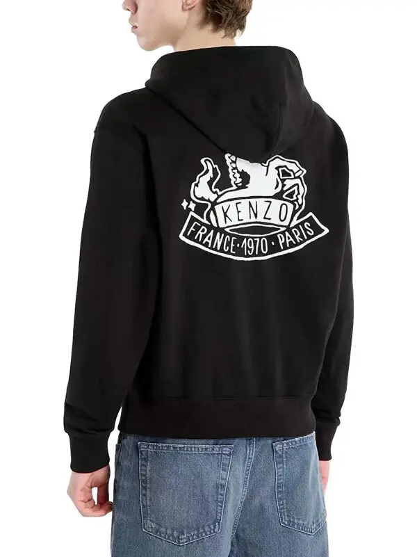 Kenzo Lunar New Year Zip-up Graphic Hoodie - Black