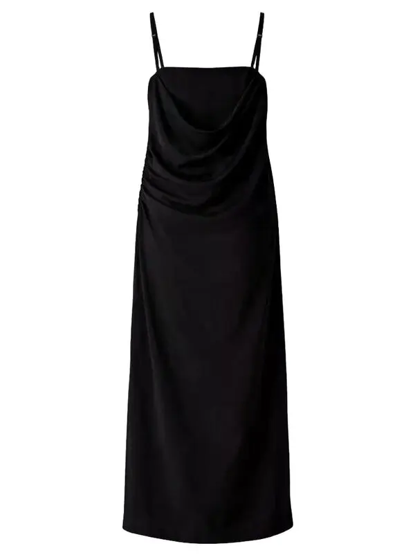 Carven Draped Silk Maxi Dress With Pearl Embellishment - Black