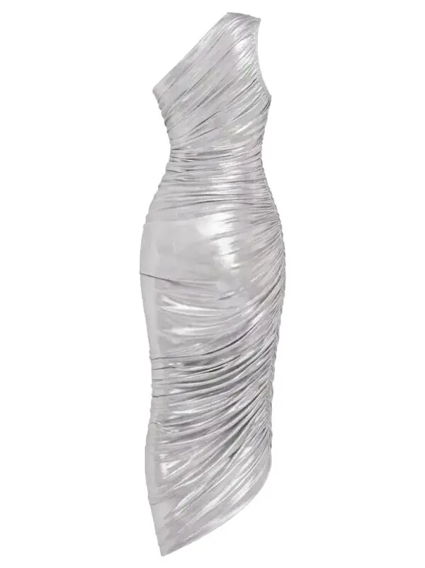 Norma Kamali One-shoulder Draped Dress - Silver