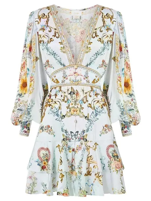 Camilla Long-sleeve Mini Dress - Blue