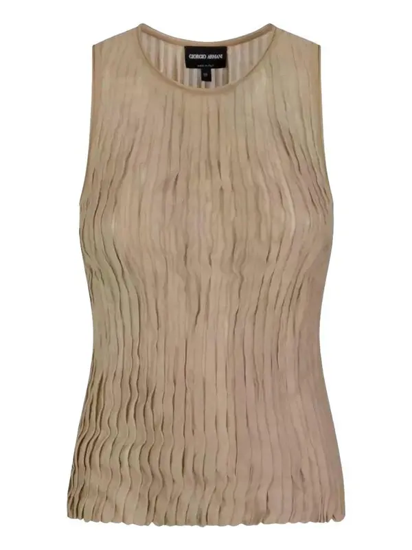 Giorgio Armani Pleated Lurex Sleeveless Top - Neutrals