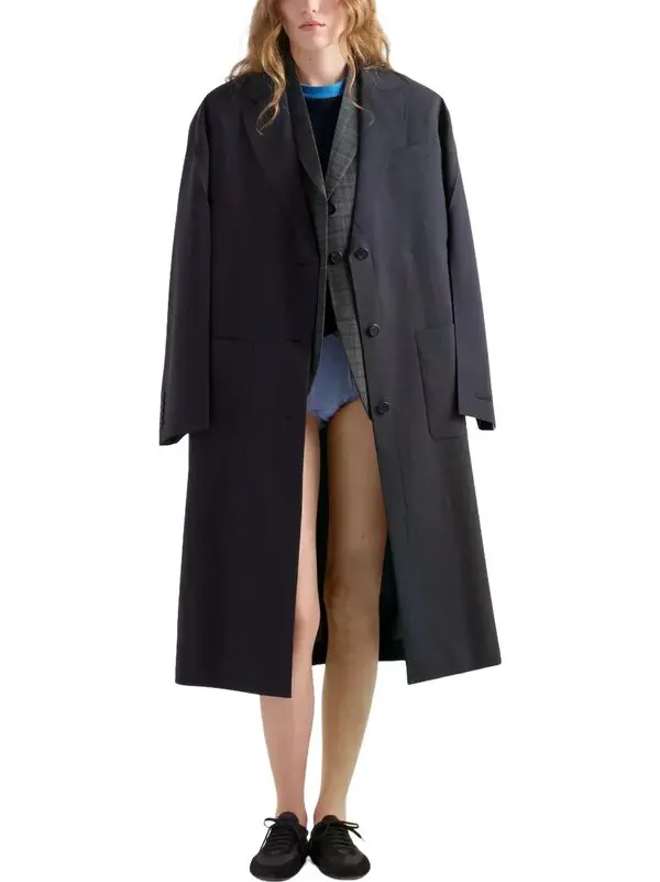 Prada Single-breasted Light Wool Coat - Blue