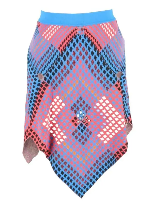Rabanne Knitted Abstract-print Midi Skirt - Pink