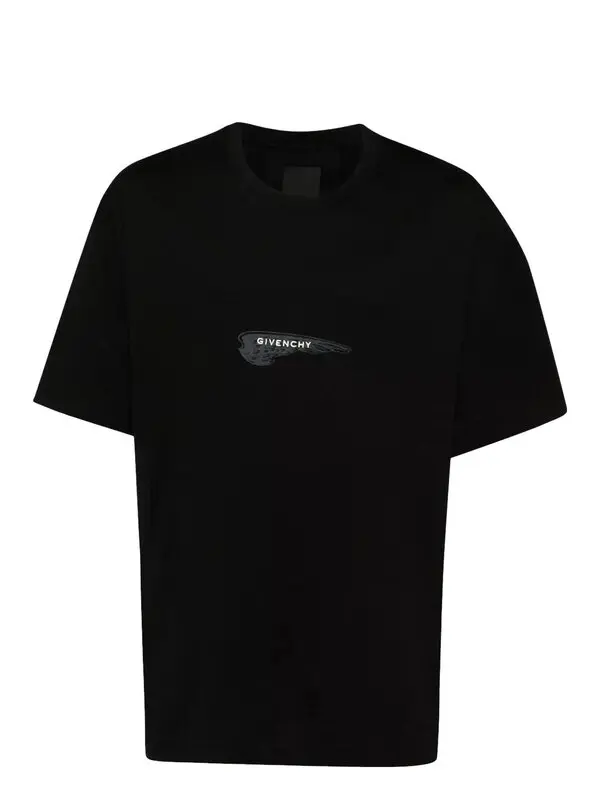 Givenchy Logo-embroidered Wings-print T-shirt - Black