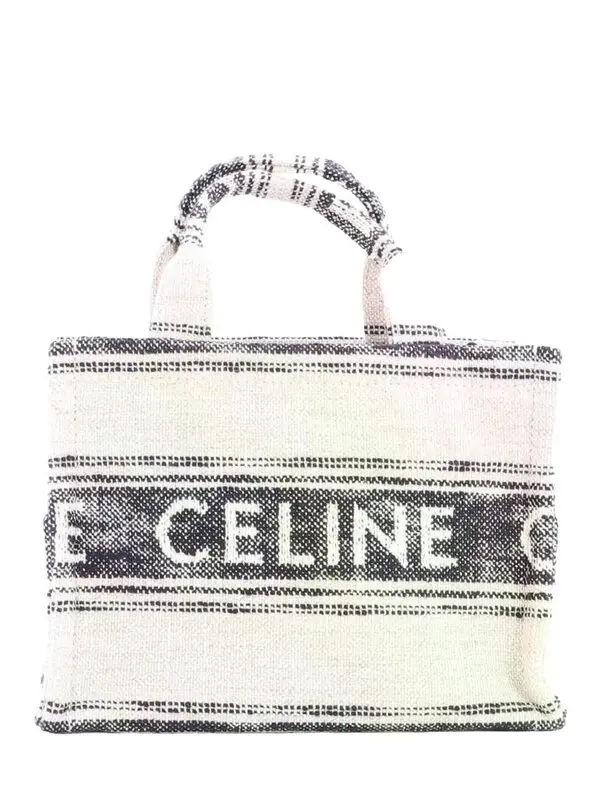 Celine Cabas Thais Striped Jacquard Textile Small Tote Bag - Neutrals