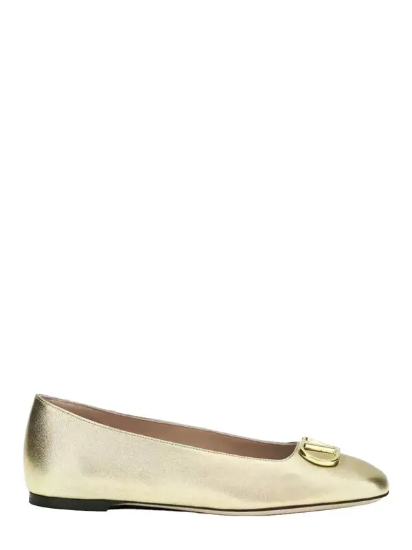 Valentino Garavani Vlogo Signature Ballerina In Laminated Nappa Leather - Gold