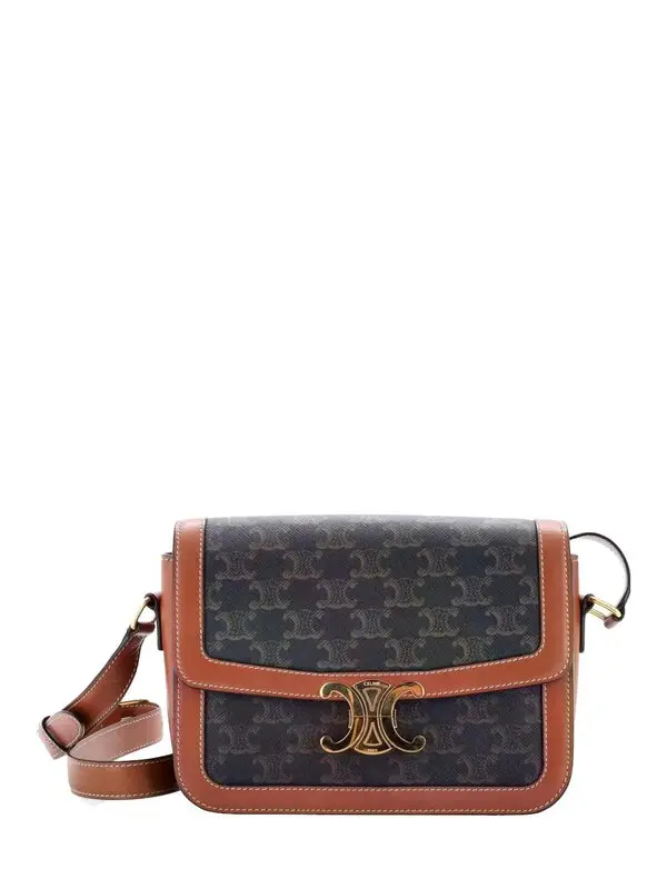 Celine Triomphe Coated Canvas Medium Shoulder Bag - Brown