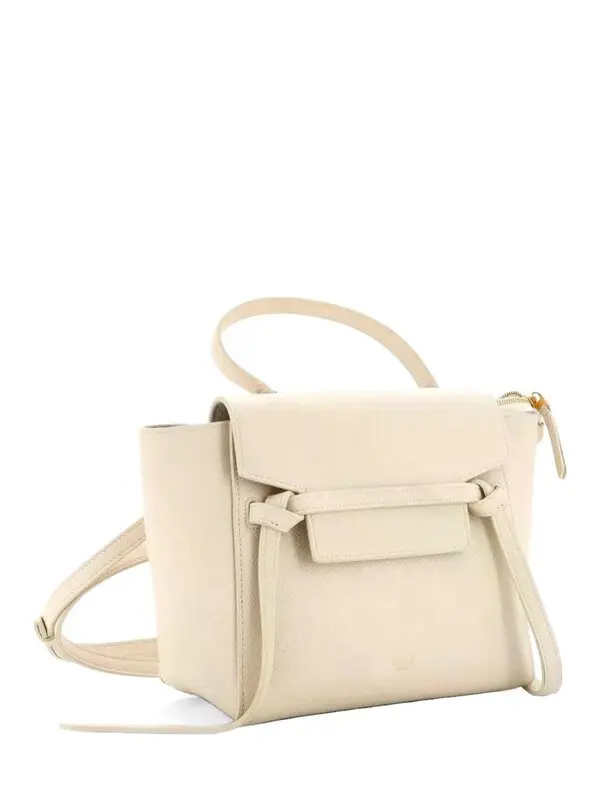 Celine Belt Bag Textured Leather Nano Shoulder Bag - Neutrals