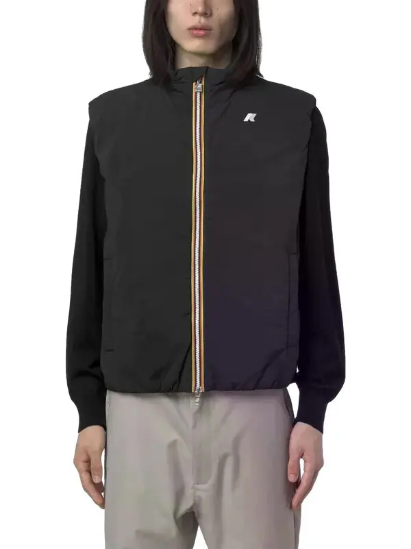 K-WAY Quilted Sleeveless High Neck Zip Vest - Black