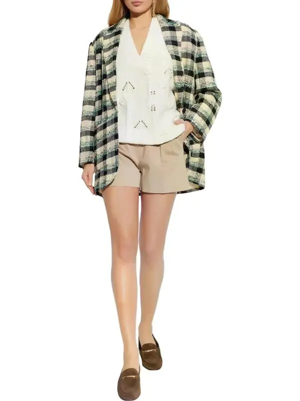 Max Mara Pleated Logo-embroidered Shorts - Neutrals