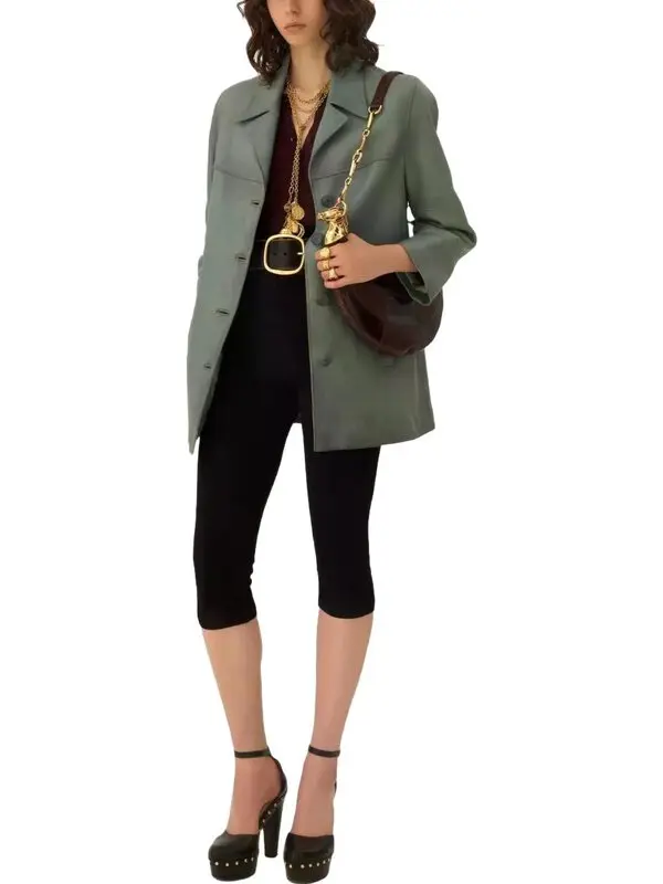 Chloé Buttoned Leather Coat - Blue