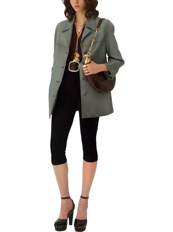 Chloé Buttoned Leather Coat - Blue