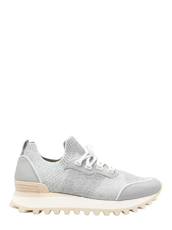 Eleventy Lace-up Sneakers With Rubber Sole And Toecap - Grey