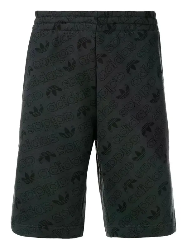 Adidas Originals Monogram Print Cotton Shorts - Grey