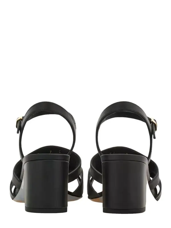 FERRAGAMO Gancini Ornament Block Heel Sandals - Black