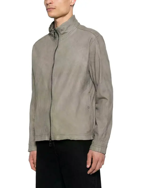 GIORGIO BRATO Stand-up-collar Leather Jacket - Grey